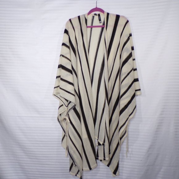 torrid | Sweaters | Torrid Loose Knit Ivoryblack Stripe Ruana Poncho ...
